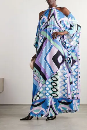 Emilio Pucci Cutout Printed Satin Kaftan