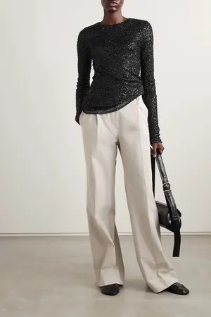Proenza Schouler Sophie Embellished Metallic Fishnet Top