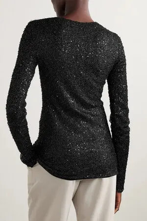 Proenza Schouler Sophie Embellished Metallic Fishnet Top