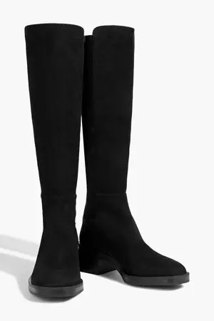 STUART WEITZMAN Suede And Microstretch Knee Boots