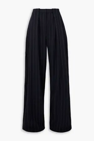 Stella McCartney Paneled Pinstriped Woolblend Wideleg Pants - Navy