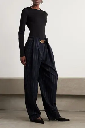 Stella McCartney Paneled Pinstriped Woolblend Wideleg Pants