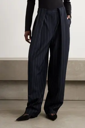 Stella McCartney Paneled Pinstriped Woolblend Wideleg Pants