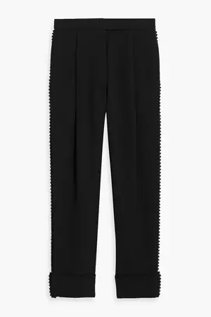 Thom Browne Beadembellished Woolcrepe Straightleg Pants - Black