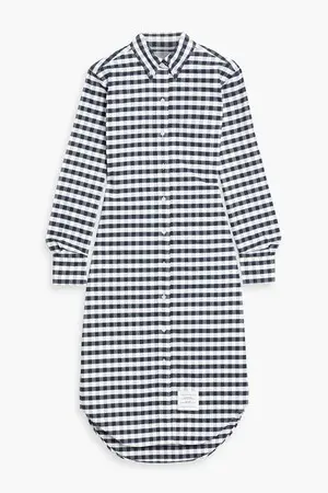 Thom Browne Gingham Cotton Oxford Shirt Dress - Midnight Blue