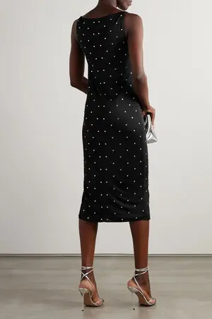 Versace Embellished Draped Jersey Midi Dress