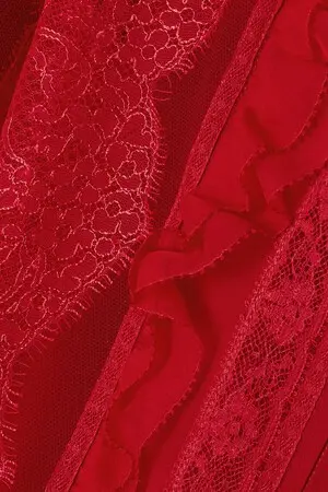 Versace Lace-trimmed Ruffled Silk Crepe De Chine Blouse