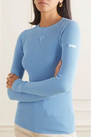 Emilio Pucci Appliquéd Ribbed Woolblend Sweater