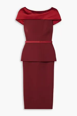 Safiyaa Rella Satintrimmed Crepe Midi Dress - Crimson