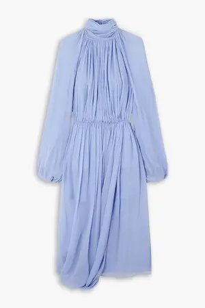 Stella McCartney Openback Silkcrepon Midi Dress - Light Blue