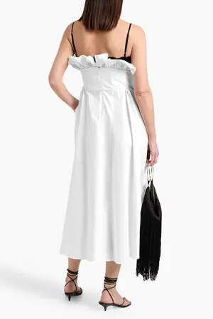 KIKA VARGAS Elisabeth Ruffled Guipure Lace And Cotton-poplin Midi Dress - White