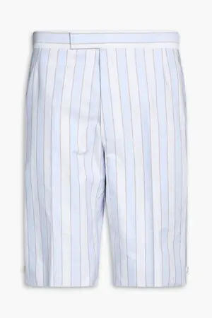 Thom Browne Striped Cotton-piqué Shorts - Sky Blue