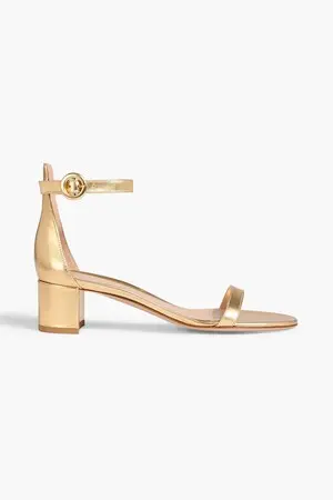 GIANVITO ROSSI Gaeta 45 Metallic Leather Sandals - Gold