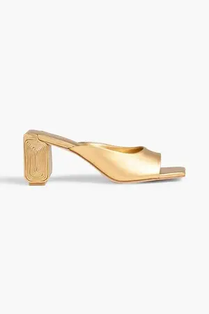 Cult Gaia Nala Metallic Leather Mules - Gold