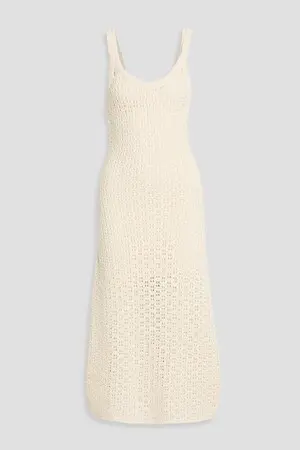 Naadam Crocheted Cotton Midi Dress - Ecru