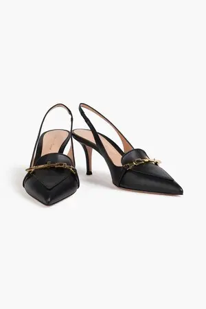 GIANVITO ROSSI Carrey 70 Embellished Leather Slingback Pumps - Black