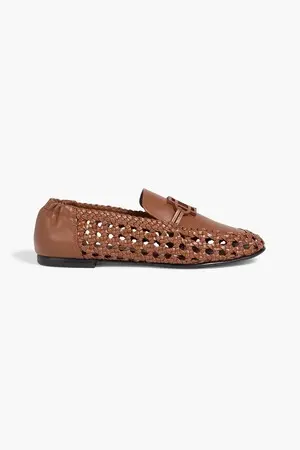 Simkhai Dion Embellished Woven Leather Loafers - Light Brown