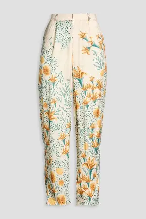 Agua Bendita Floral-print Jacquard Tapered Pants