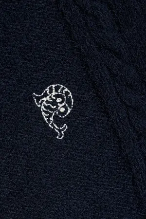 Emilio Pucci Striped Embroidered Cable-knit Polo Shirt - Navy