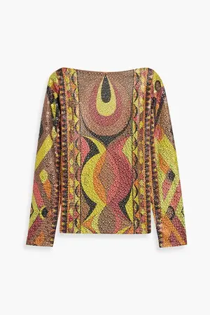 Emilio Pucci Embellished Printed Crepe Top
