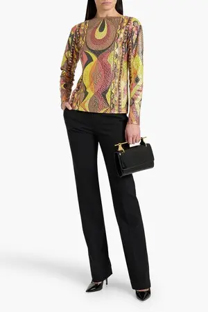 Emilio Pucci Embellished Printed Crepe Top