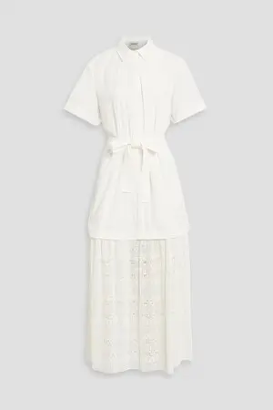 Simkhai Jenner Poplin And Lace Maxi Shirt Dress - White