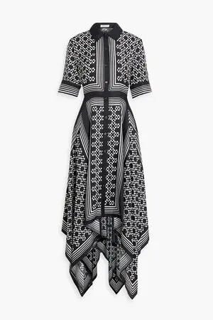 Simkhai Abrielle Printed Tencel™ And Silkblend Maxi Shirt Dress - Black