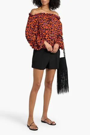 Emilio Pucci Offtheshoulder Leopardprint Georgette Top