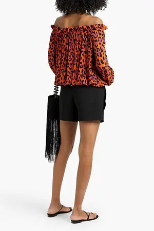 Emilio Pucci Offtheshoulder Leopardprint Georgette Top
