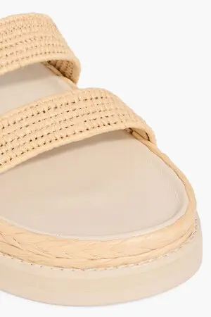 Simkhai Aida Buckled Raffia Platform Slides