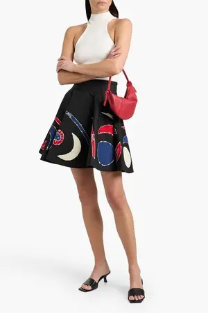 Emilio Pucci Flared Embroidered Cottonpoplin Mini Skirt