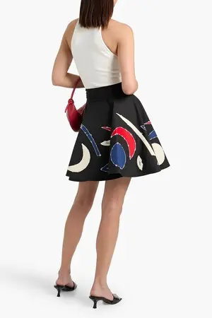 Emilio Pucci Flared Embroidered Cottonpoplin Mini Skirt