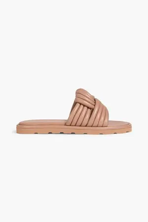 GIANVITO ROSSI Ottavia Quilted Leather Slides - Neutral