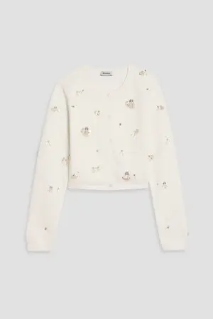 Simkhai Zadie Cropped Embellished Stretchknit Cardigan - Ivory