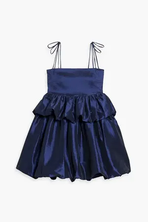 KIKA VARGAS Serena Tiered Taffeta Mini Dress - Navy