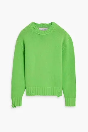 FRAME Distressed Cashmere Sweater - Bright Green