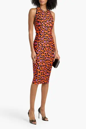 Emilio Pucci Cutout Leopardprint Stretchjersey Midi Dress