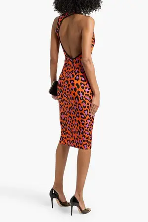 Emilio Pucci Cutout Leopardprint Stretchjersey Midi Dress