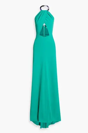 Emilio Pucci Cutout Crepe Halterneck Gown - Jade