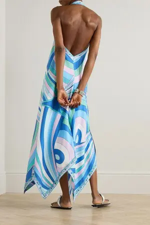 Emilio Pucci Printed Silktwill Halterneck Maxi Dress