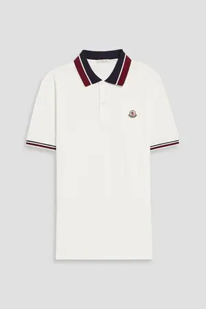 Moncler Striped Cottonpiqué Polo Shirt - White