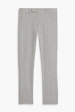 Dunhill Slimfit Prince Of Wales Checked Wool, Linen And Silkblend Pants - Gray
