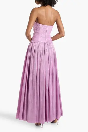 Simkhai Aubriella Strapless Plissétaffeta Gown