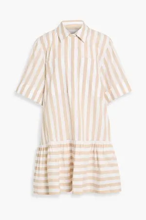 Simkhai Cris Striped Cottonpoplin Mini Shirt Dress - Beige