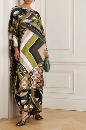 Emilio Pucci Beadembellished Printed Silktwill Kaftan