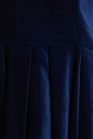 Alice + Olivia Pleated Velvet Mini Dress - Navy