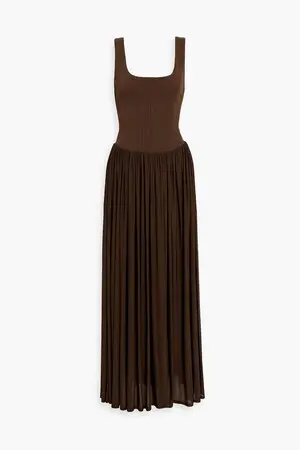 Simkhai Jamie Jersey And Stretchknit Maxi Dress - Chocolate