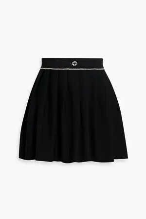 Maje Crystalembellished Pleated Woolblend Mini Skirt