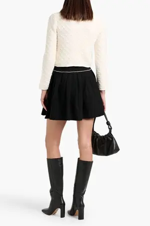 Maje Crystalembellished Pleated Woolblend Mini Skirt