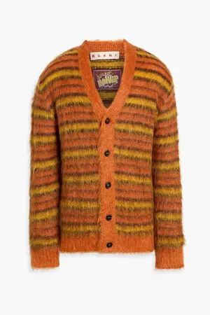 Marni Striped Mohairblend Cardigan - Orange